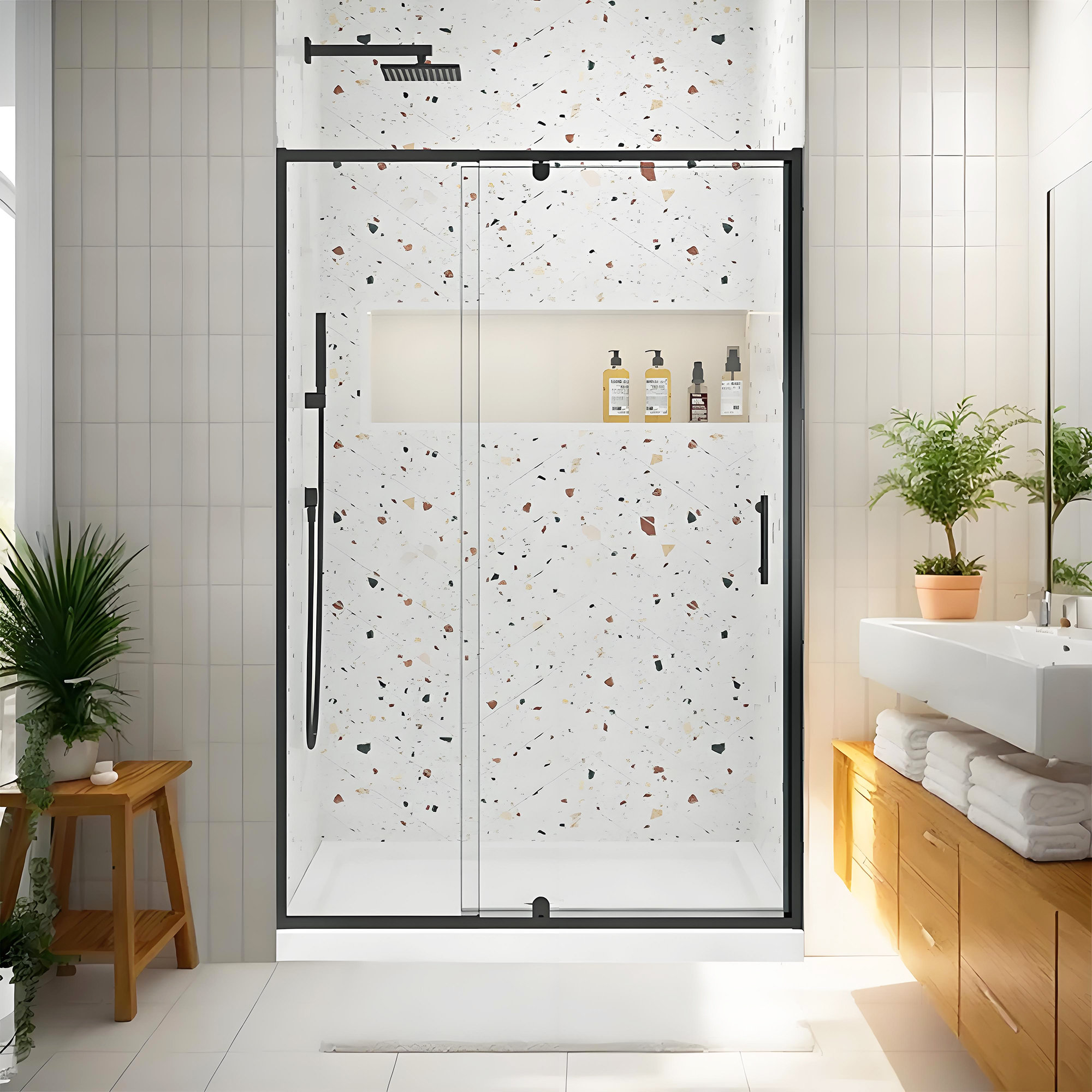 Dilon 38-42" W X 71" H Piovt Swing Glass Shower Door Pivot Frame Sliding Shower Door With Clear ...